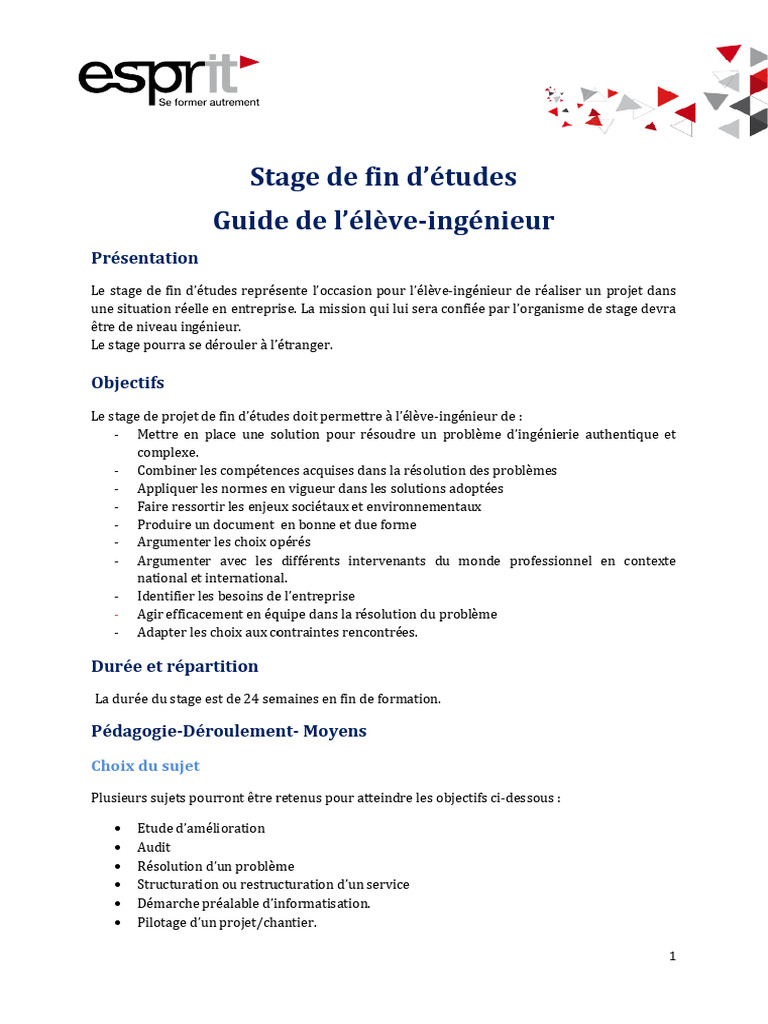 Stage de PFE Guide Étudiant | PDF
