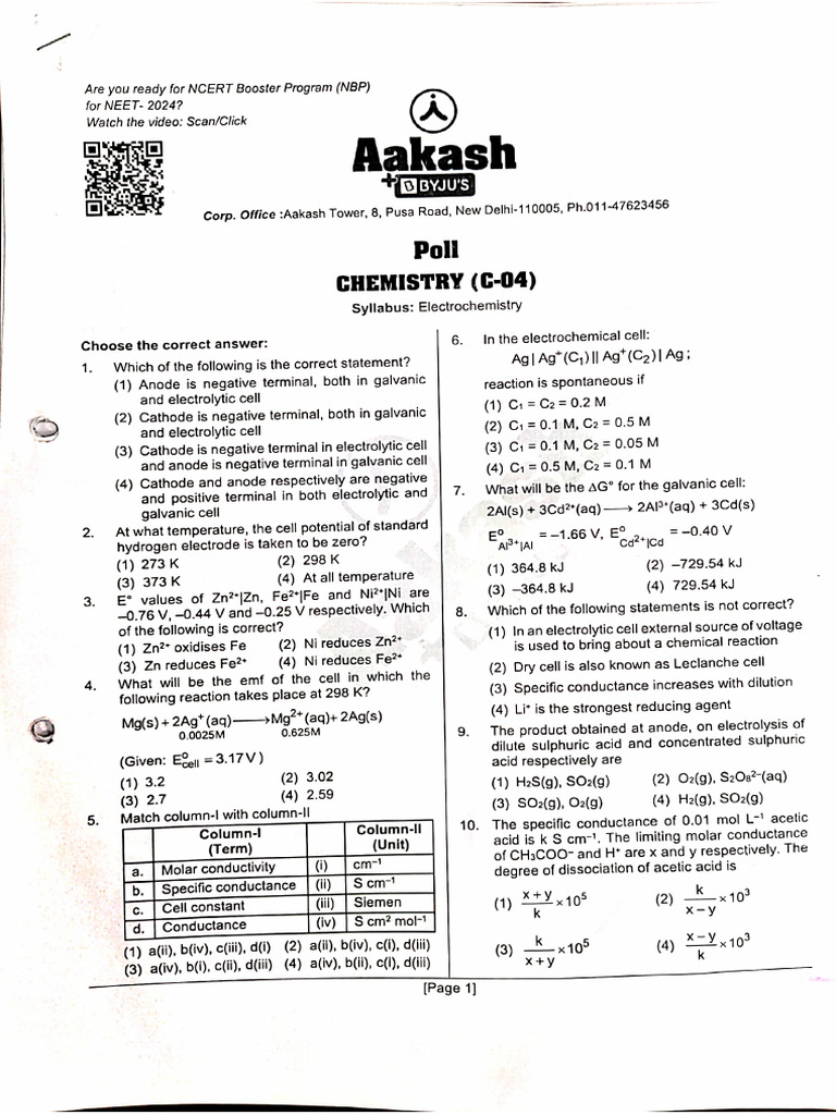 Electrochemistry Poll | PDF