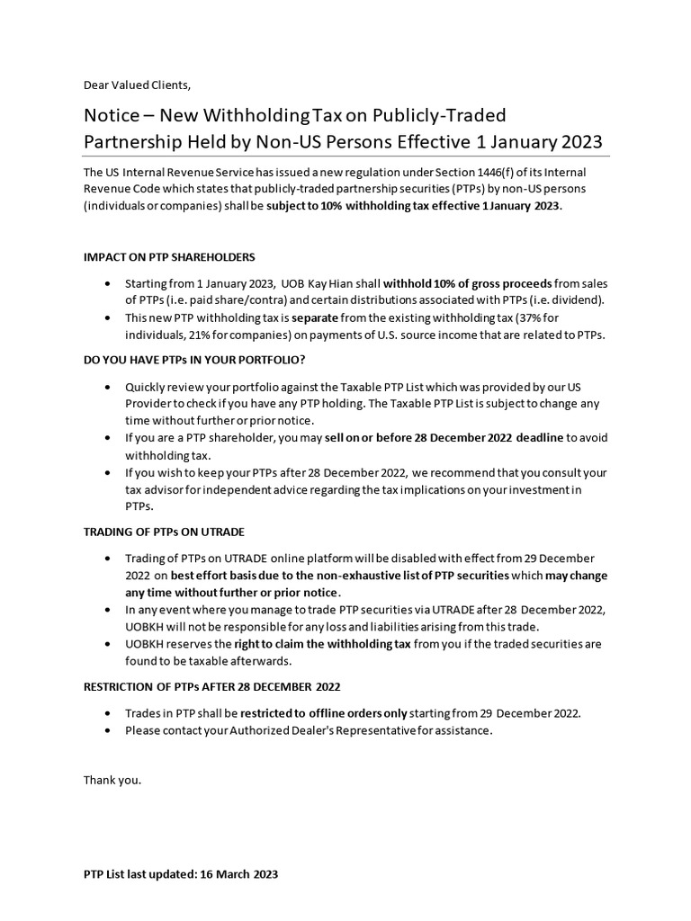 Notice PTP List | PDF