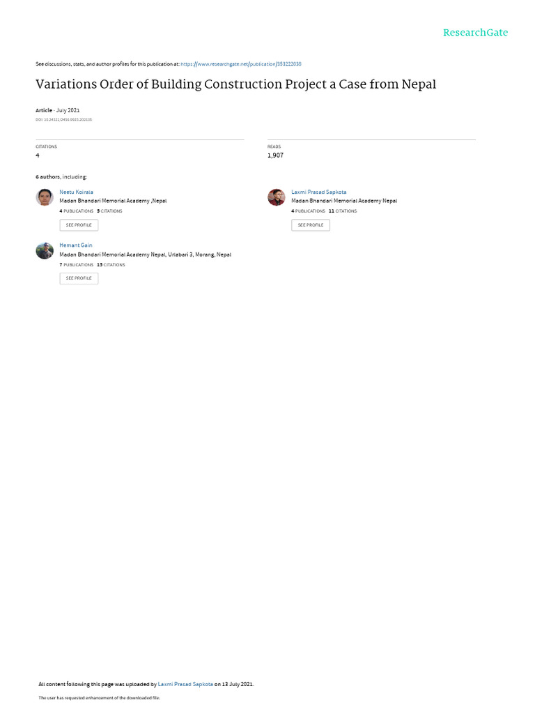 Variation Order of Building Construction | PDF