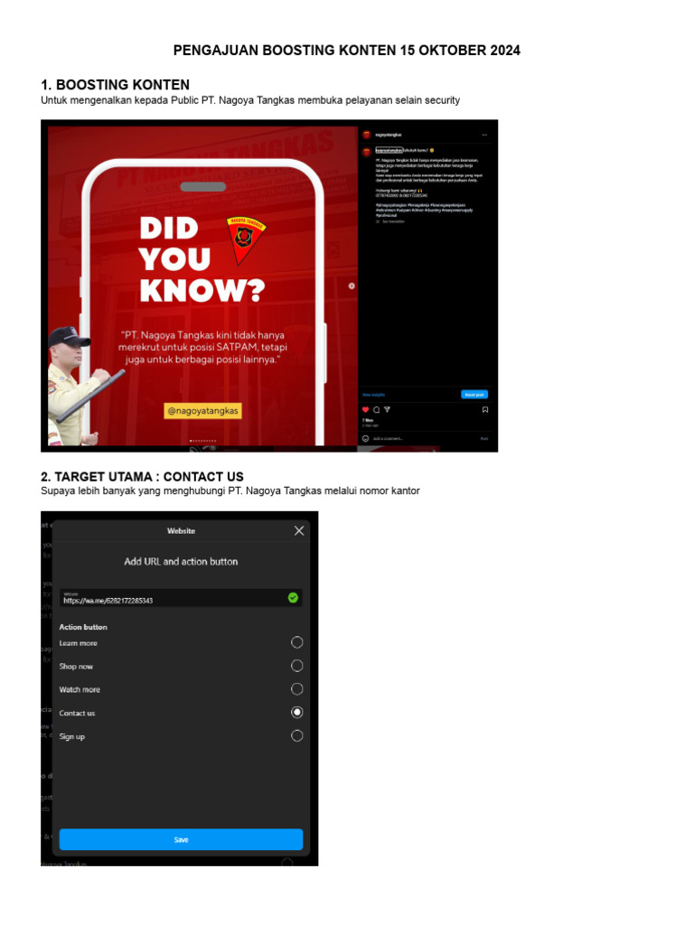 Pengajuan Boosting Konten 15 Oktober 2024 | PDF