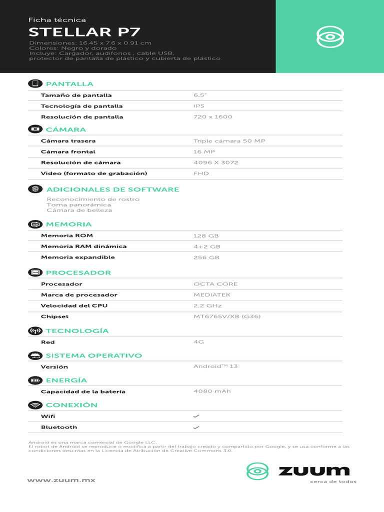 Ficha Tecnica Stellar p7 | PDF