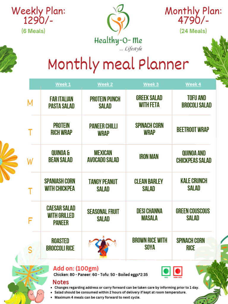 Healthy-O-Me Monthly Meal Plan | PDF