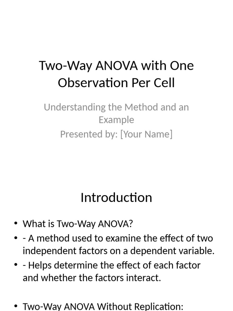 Two-Way ANOVA Without Replication | PDF
