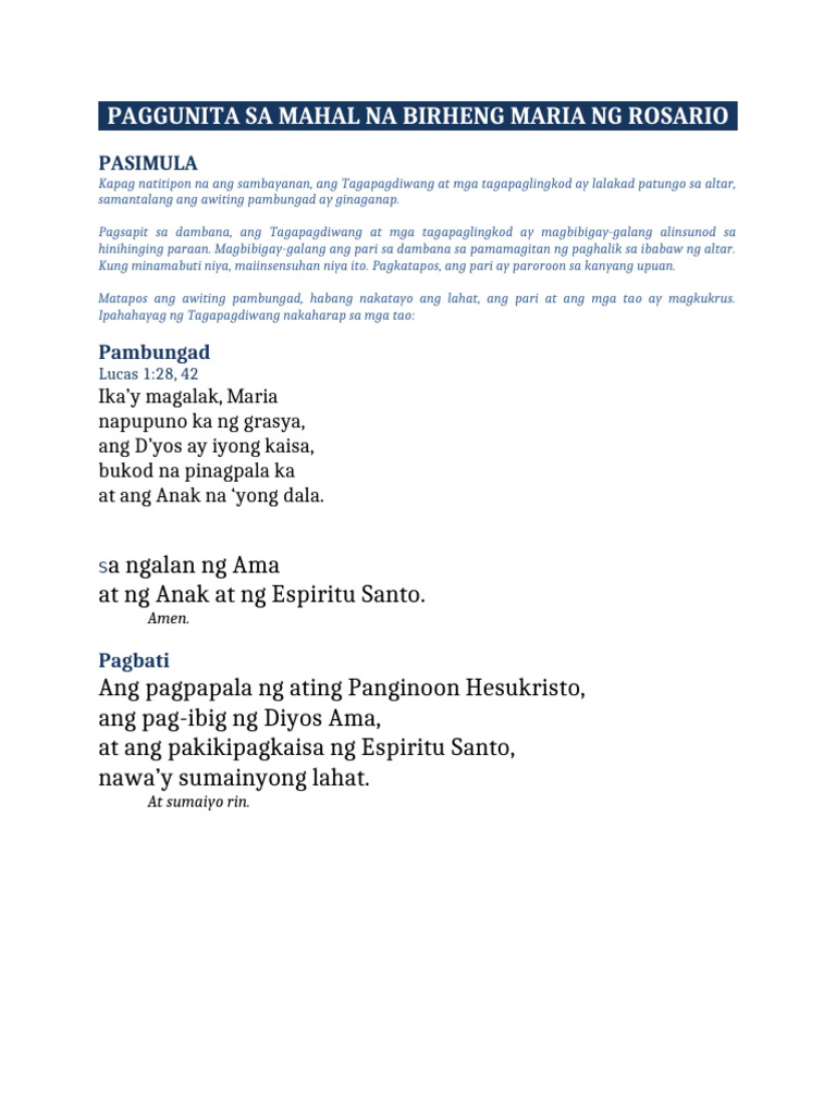 Liturgy 101 A Feast 10.07 Rosary | PDF