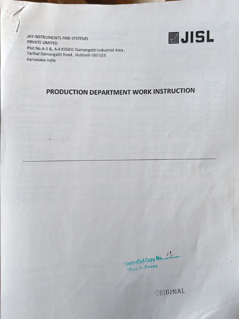 JISL Production Department | PDF