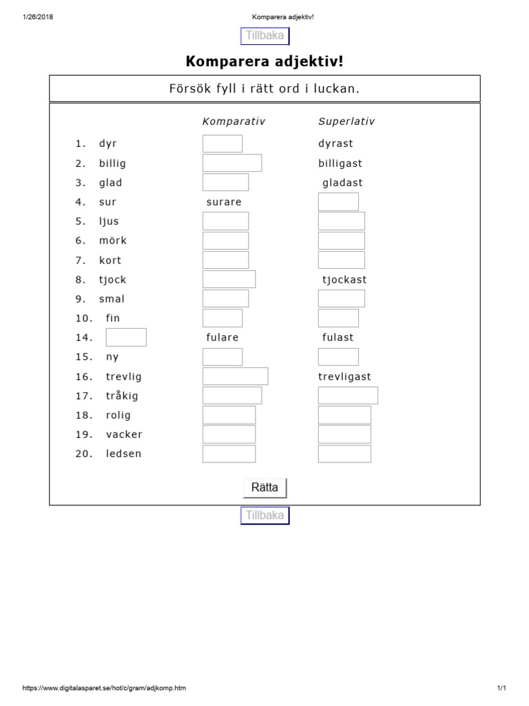 Komparera Adjektiv! | PDF