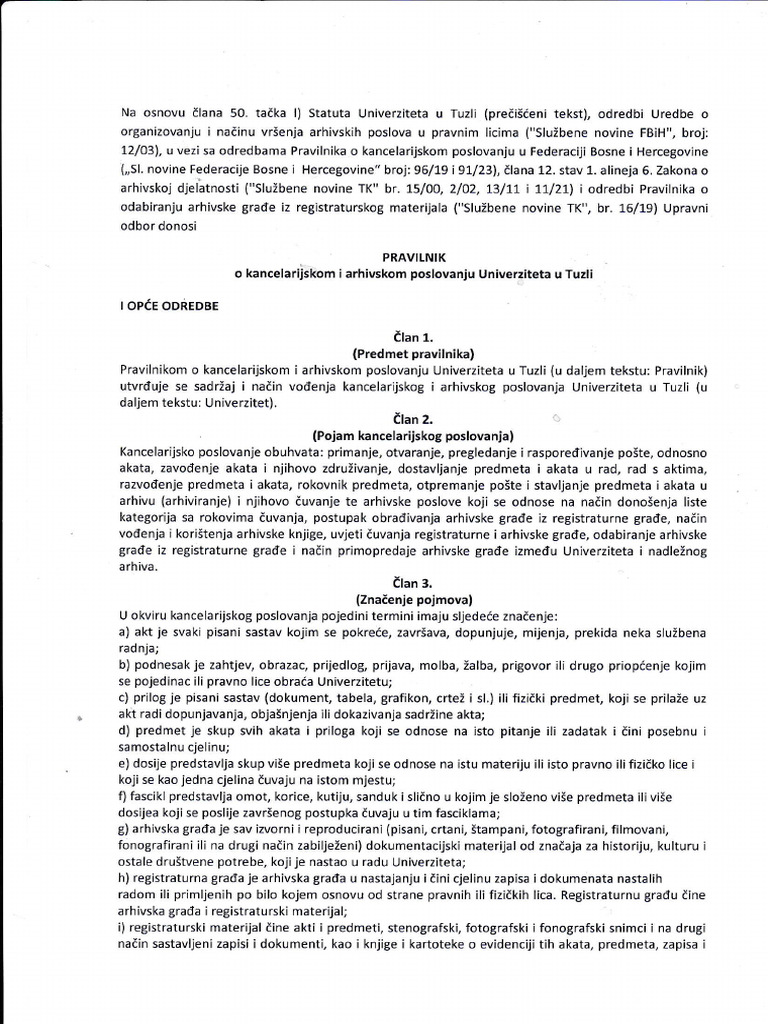 PRAVILNIK o Arhivarskom I Kancelarijskom Poslovanju 11-09-2024 | PDF