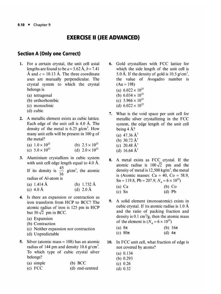 Solid State Practice Questions | PDF