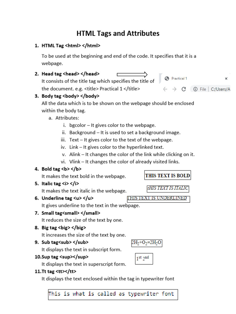 HTML Tags and Attributes | PDF