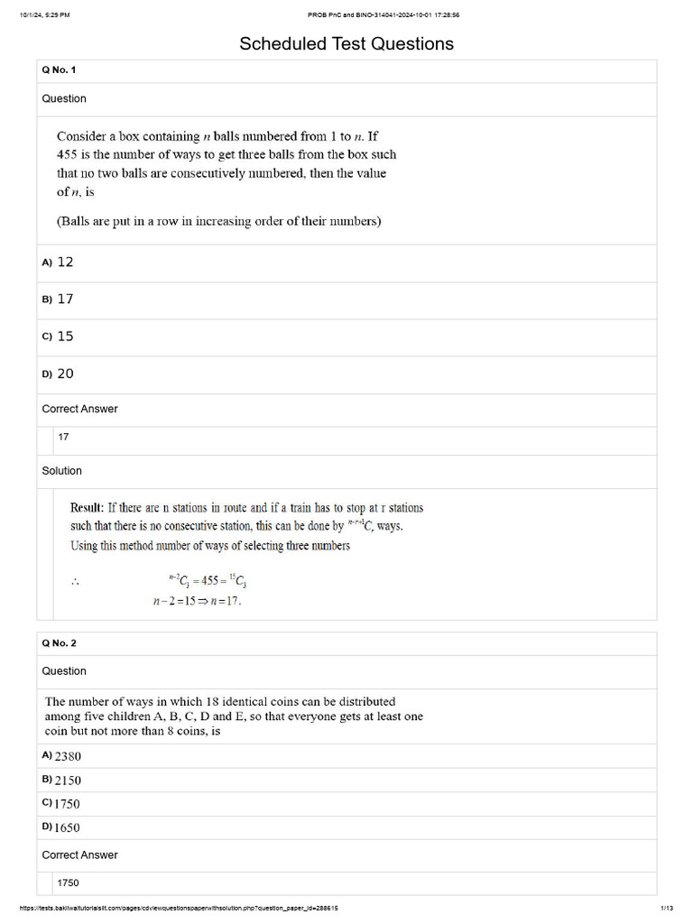 PROB PNC and BINO (Solution) | PDF