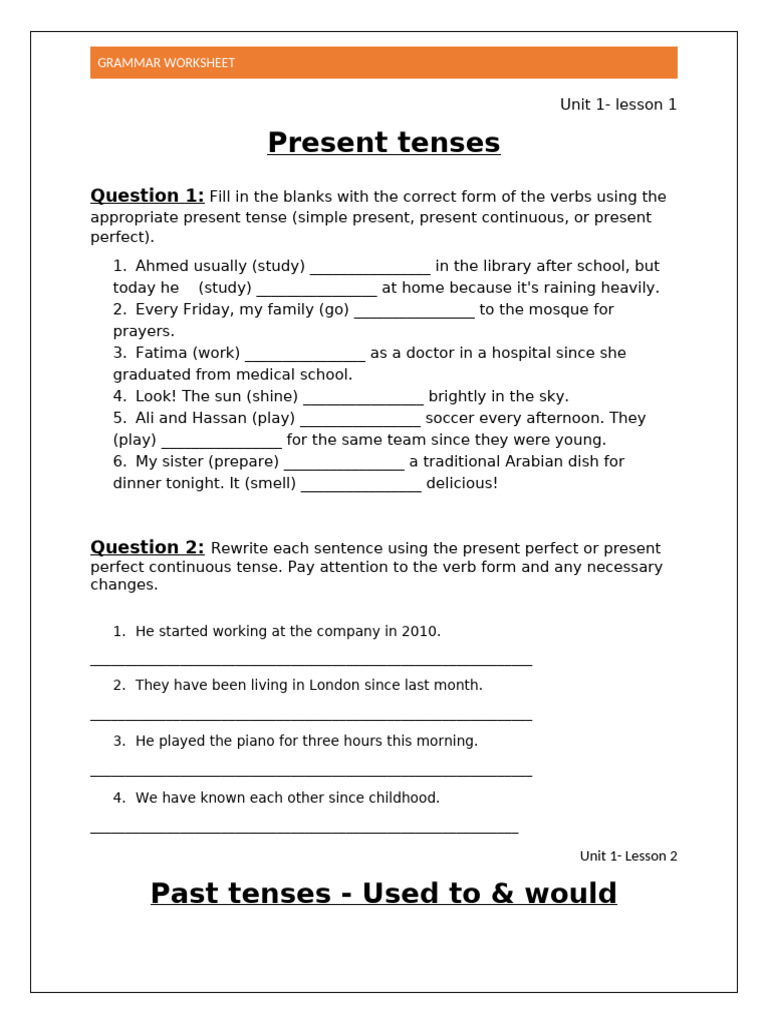 Grade 10 Grammar Worksheet | PDF
