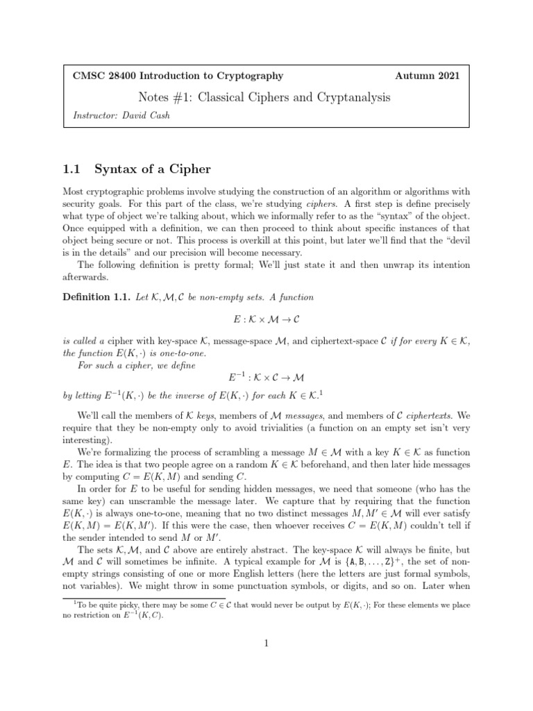01 Classical Ciphers | PDF