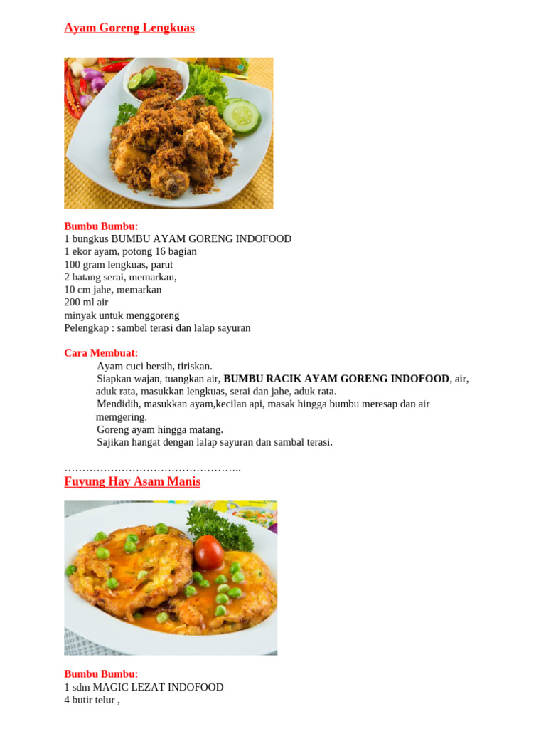 Ayam Goreng Lengkuas | PDF