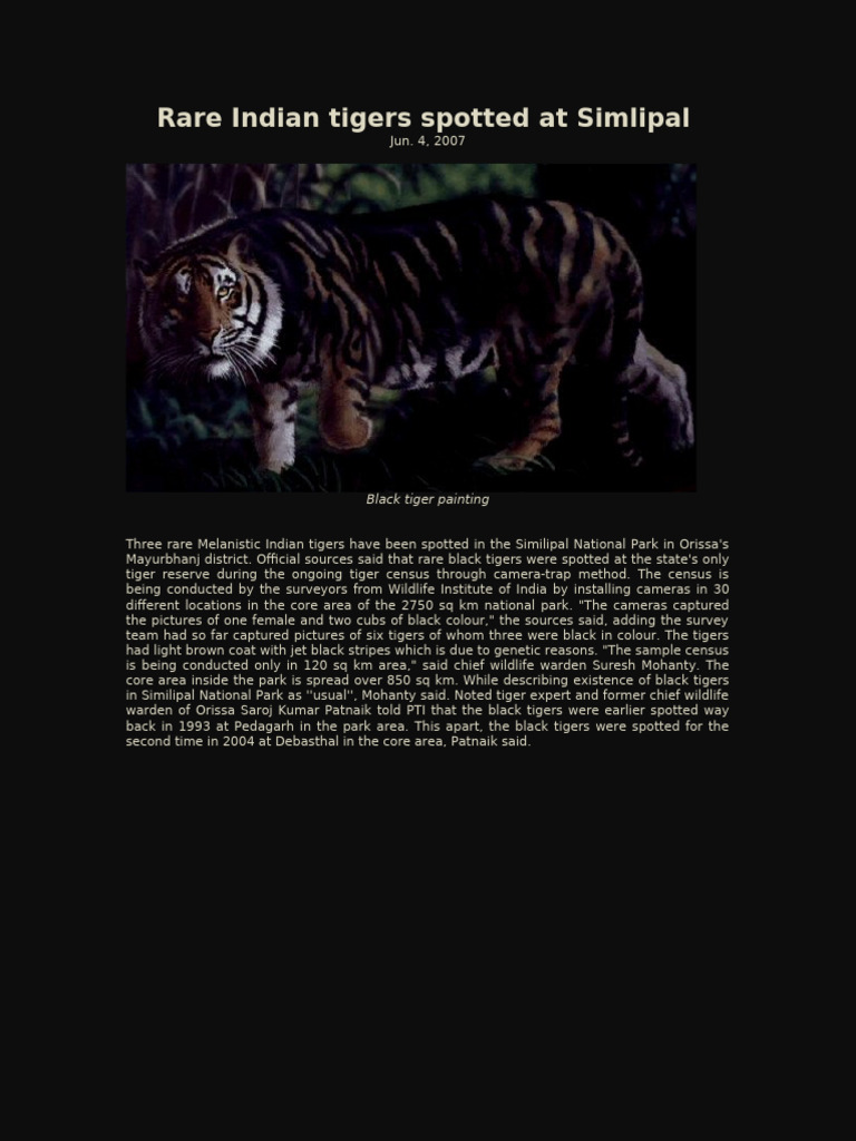 Simlipal's Melanistic Tigers | PDF