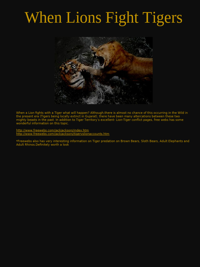 When Lions Fight Tigers | PDF