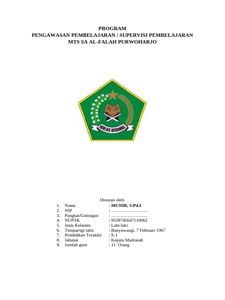 4.3.1.1 - Program Pengawasan Pembelajaran-Supervisi Pembelajaran | PDF