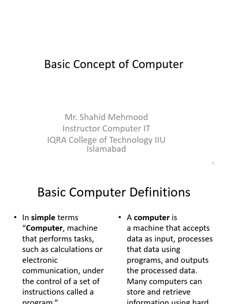 1. Basic Computer Concepts | PDF 1. Basic Computer Concepts | PDF