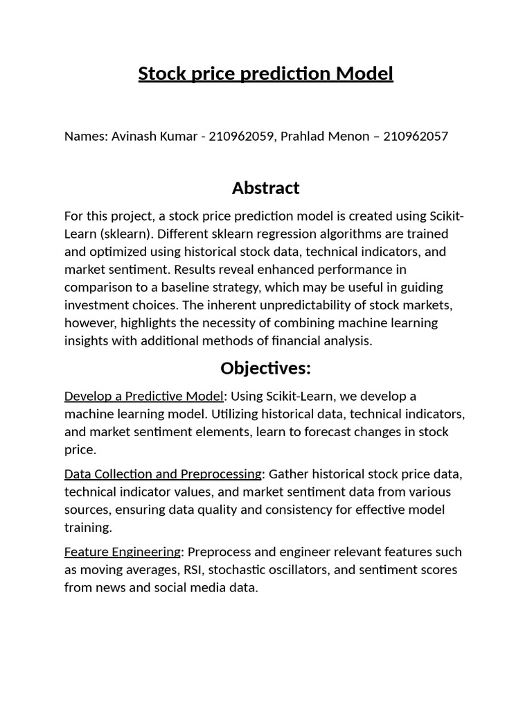 Stock Price Prediction Model | PDF