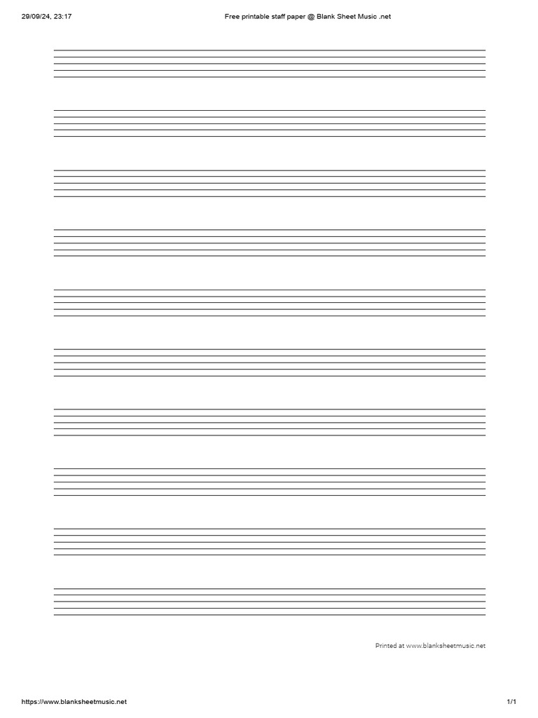 Free Printable Staff Paper at Blank Sheet Music | PDF