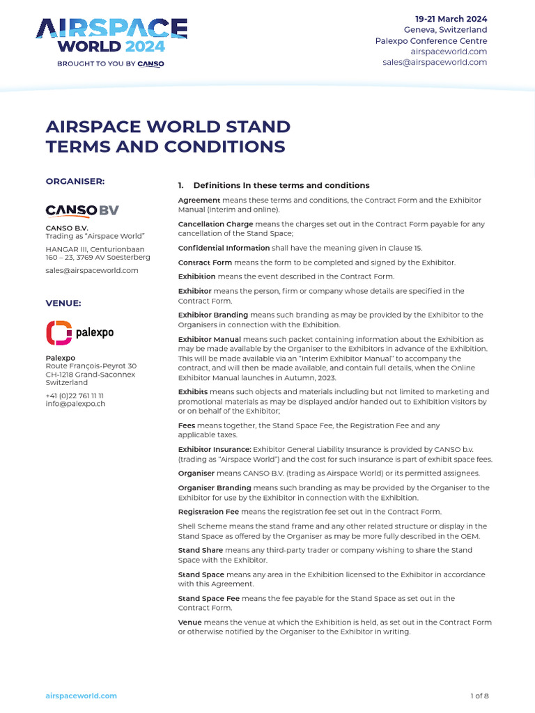 Airspace World Terms and Conditions 2024 | PDF