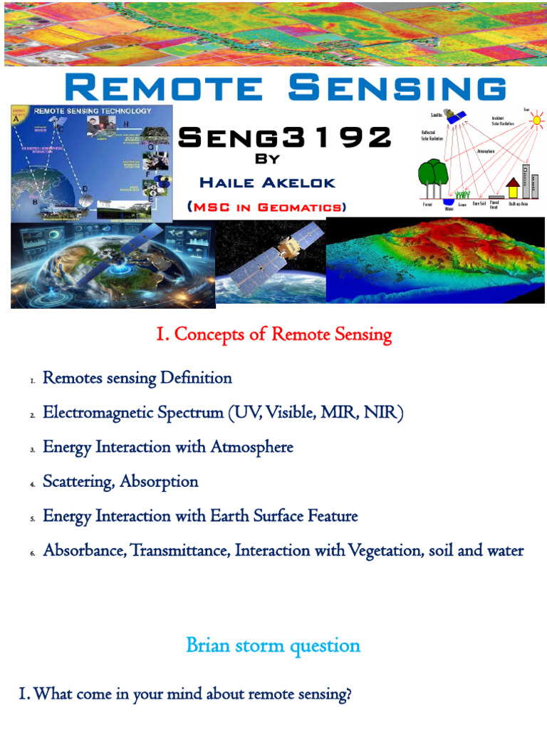 Chapter One Introduction To Remote Sensing | PDF