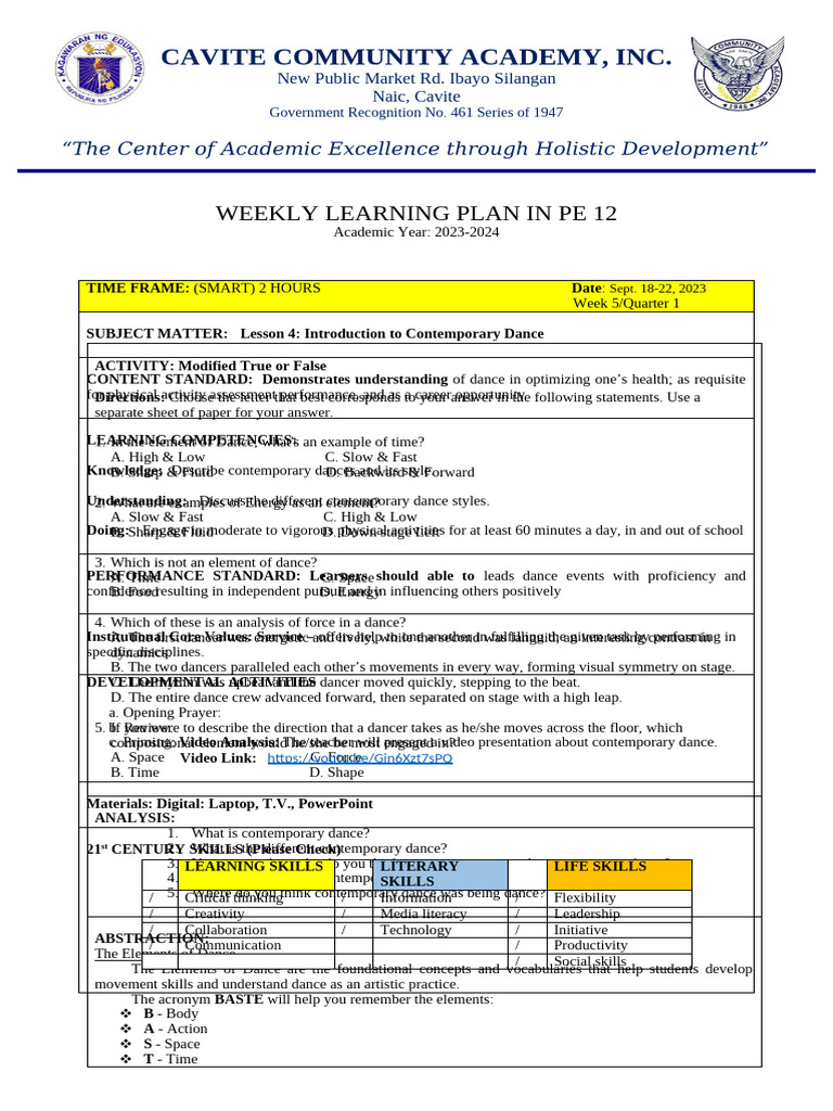 LP 1st Quarter PE 12 Week 5 | PDF