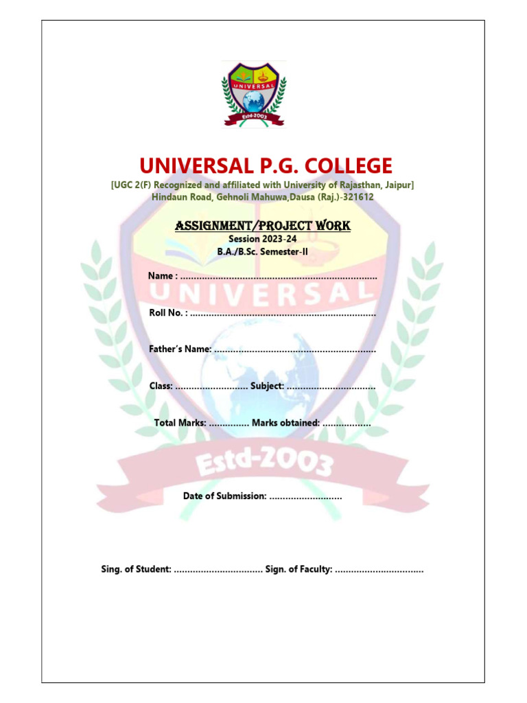 B.A./B.Sc. Semester-II Assignment 2023-24 | PDF