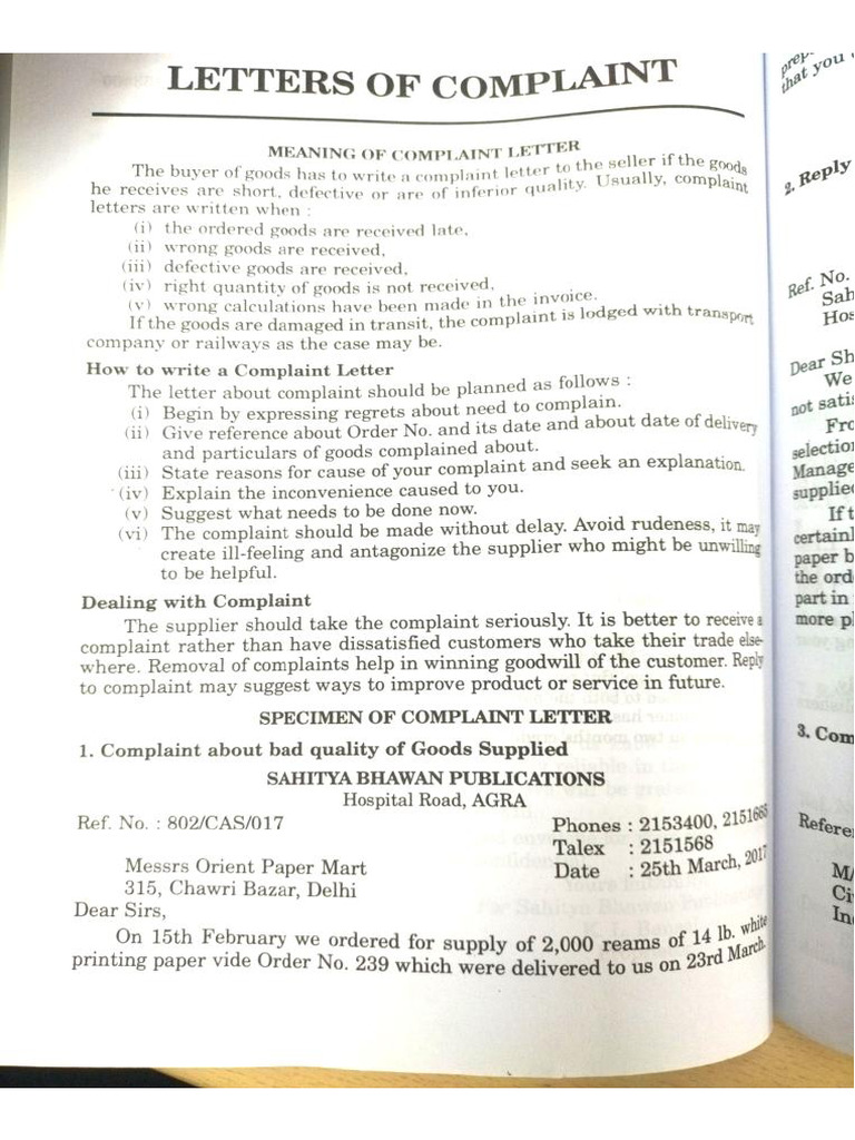 Complaint Letters | PDF