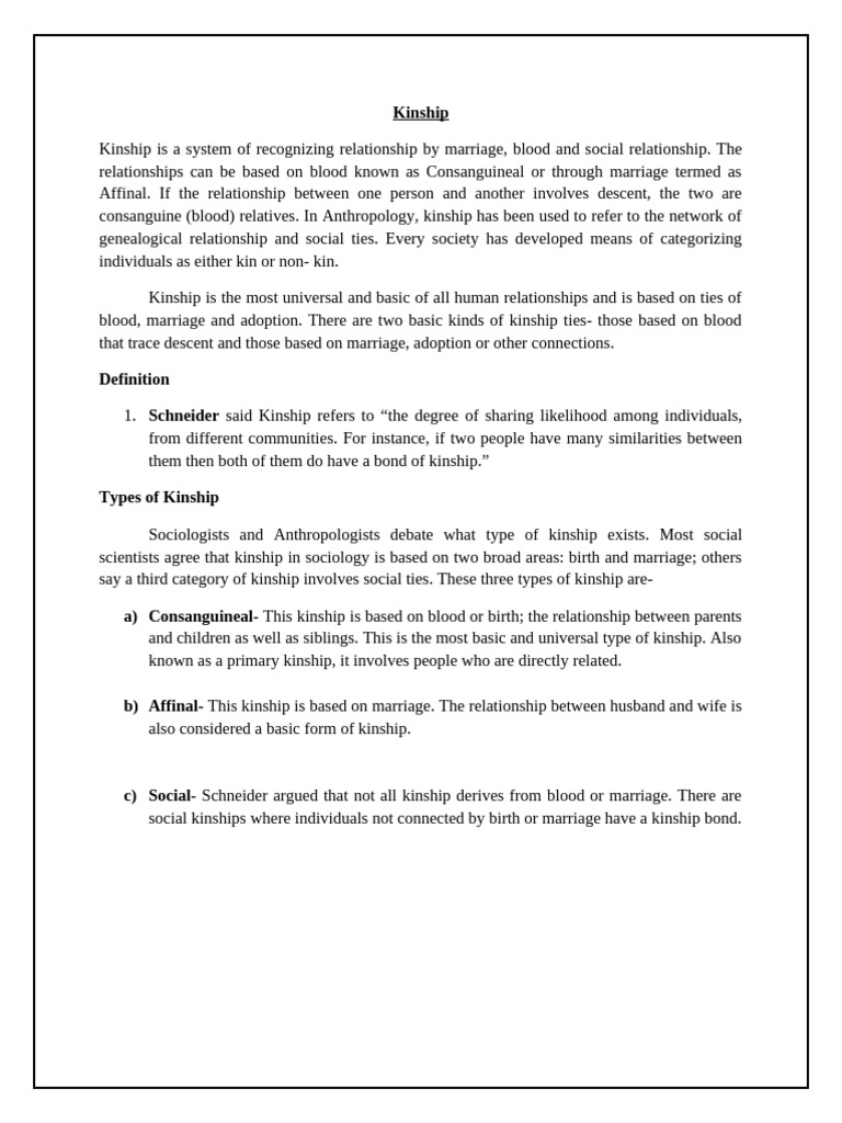 Unit 1- Kinship | PDF