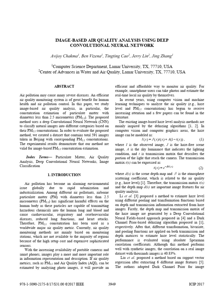 Chakma A IEEE 2017 Image Based Air Quality Analysis Using Deep CNN | PDF