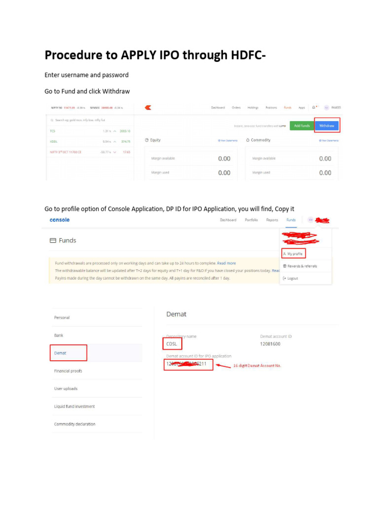 IPO Application Using HDFC | PDF