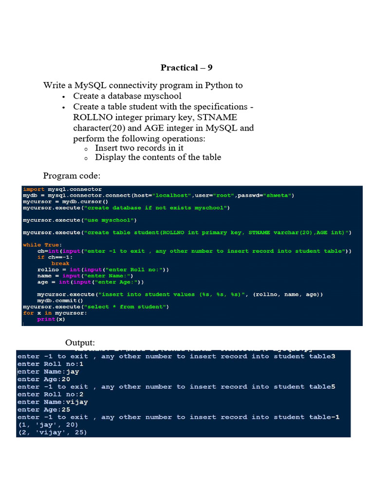 Python MySQL Connectivity Guide | PDF
