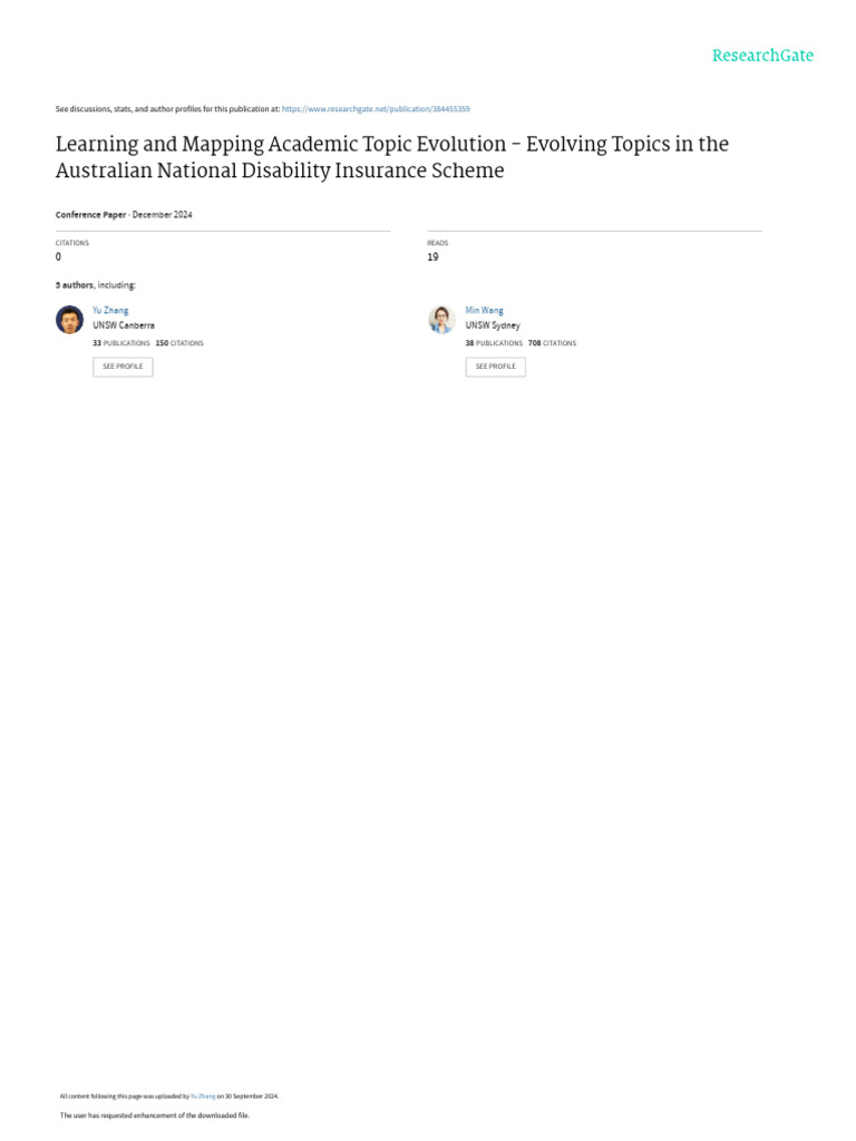 Learning and Mapping Academic Topic Evolution - Evolving Topics in The Australian National ...