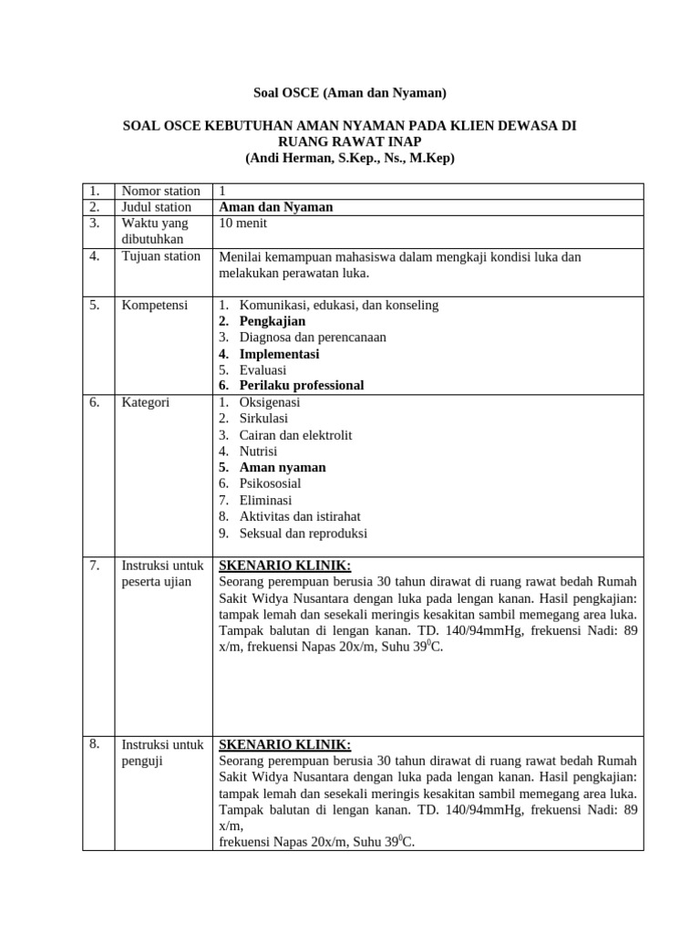 ANDI HERMAN - Aman Nyaman - Soal OSCE - Andi Herman | PDF | Science & Mathematics