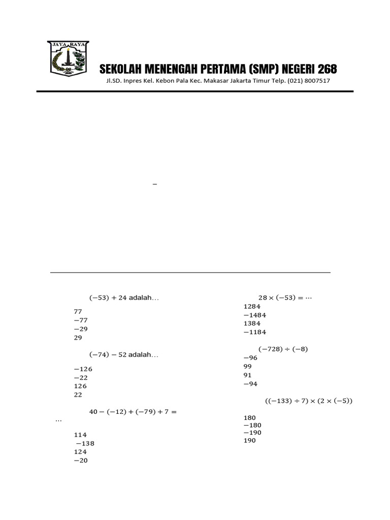 PTS Ganjil Kelas VII TH 2024 | PDF