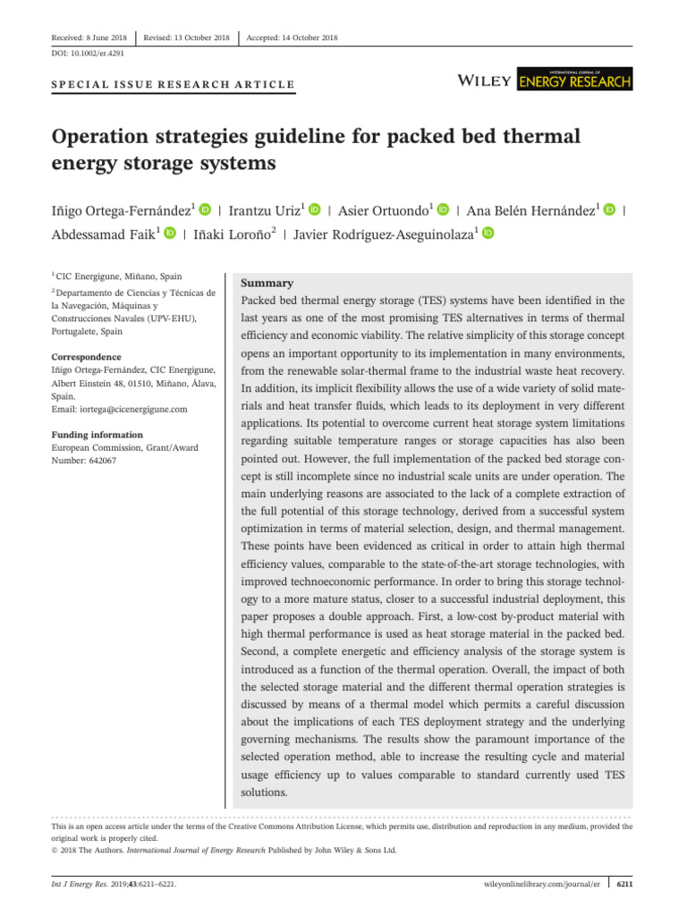 10 OrtegaFernandez Et Al IntJEnerRes2018 Operating Strategies Guideline For Packed Bed Thermal ...