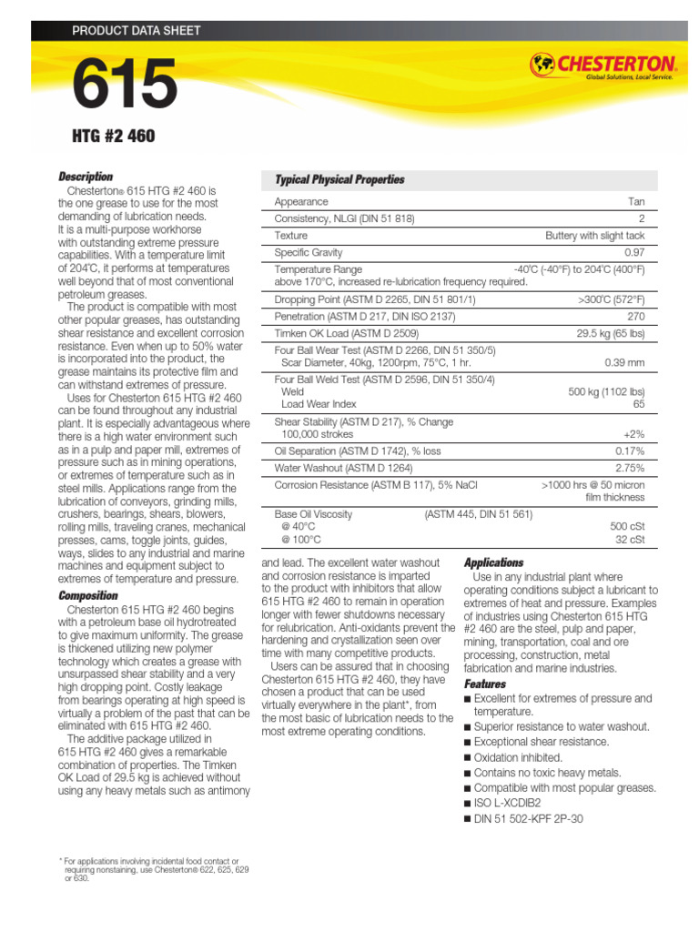 Chesterton 615 High-Temperature Greases (HTG)-460_EN | PDF