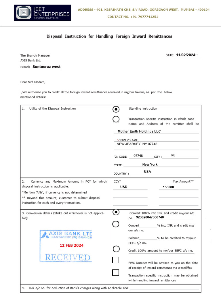 DISPOSAL TRADE LETTER AXSISBANK mother earth | PDF