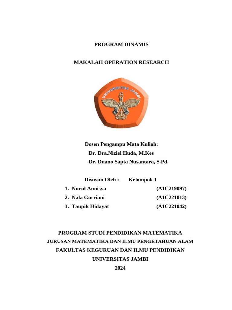 Kelompok 1 Program Dinamis Operation Research | PDF