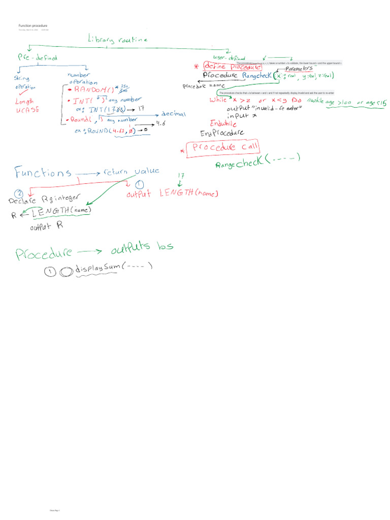 Function and Procedure class notes - IGCSE CS OL | PDF Function and Procedure class notes - IGCSE CS OL | PDF