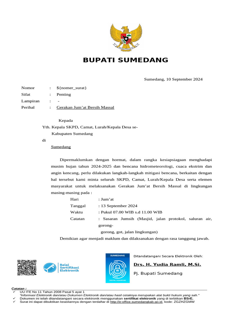 SURAT GERAKAN MASSAL JUMSIH | PDF