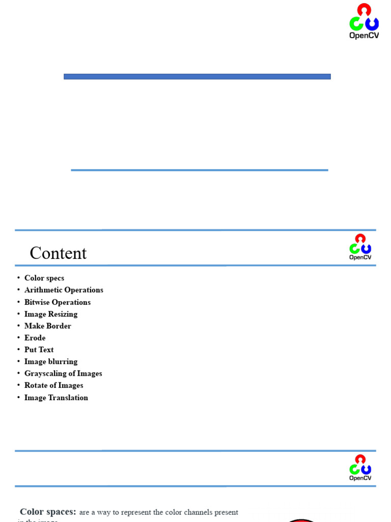 Lect 2 openCV 2025 | PDF