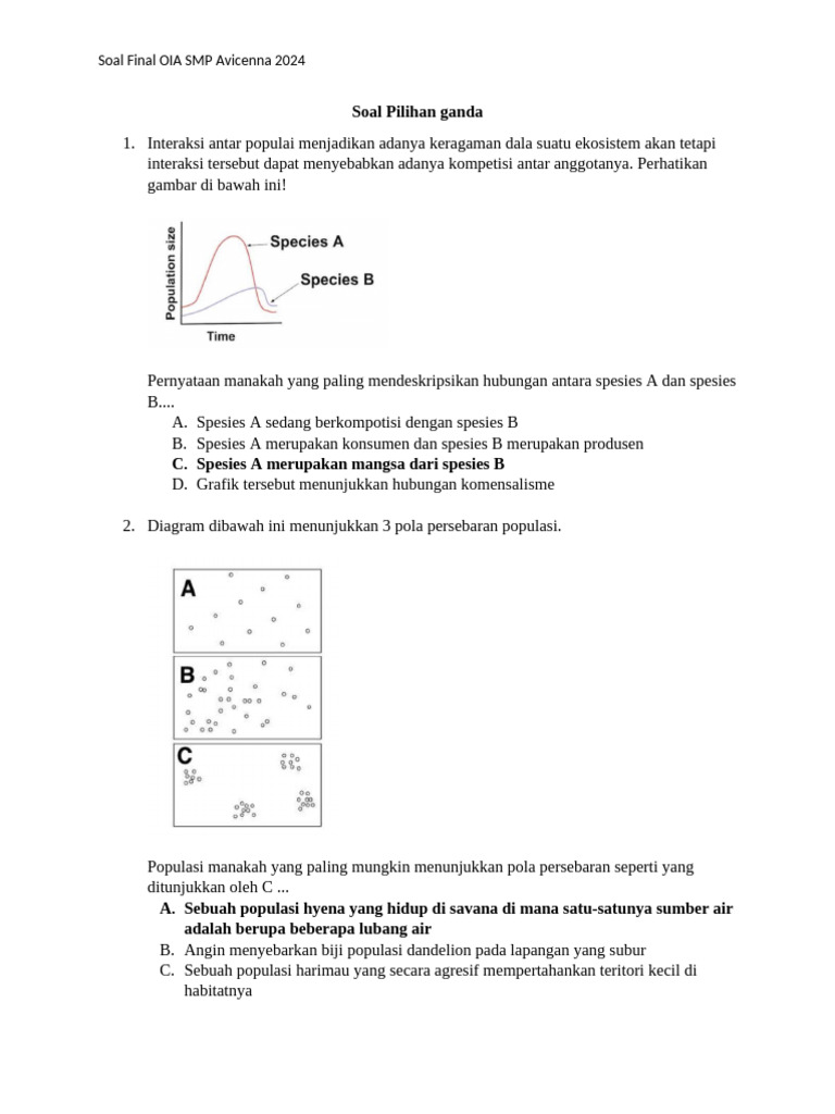 Soal Final OIA Biologi 2024 | PDF