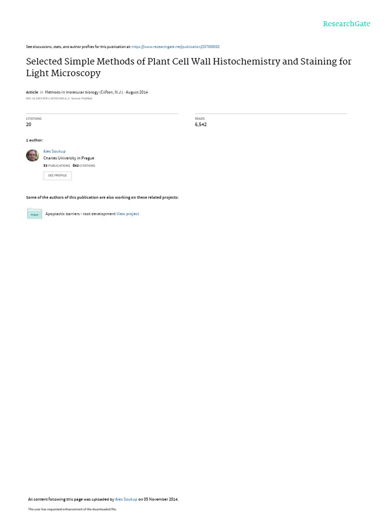Selected Simple Methods of Plant Cell Wall Histochemistry and Staining ...