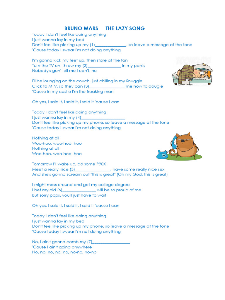 Bruno Mars The Lazy Song | PDF
