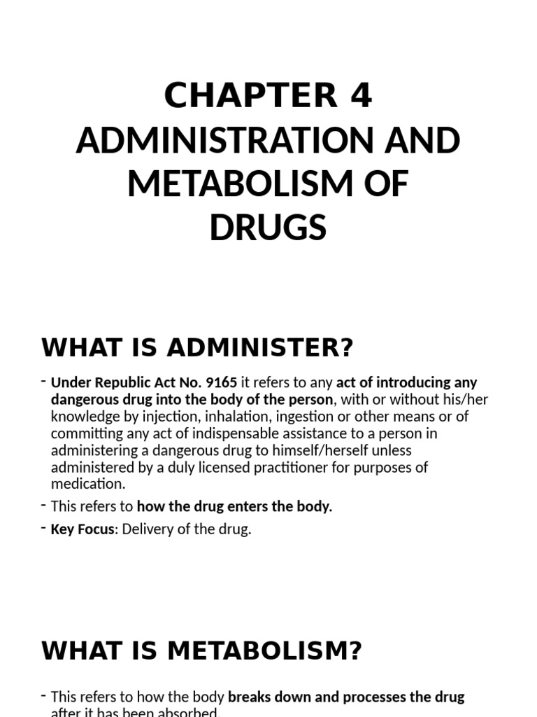 Drug Administration and Metabolism Guide | PDF