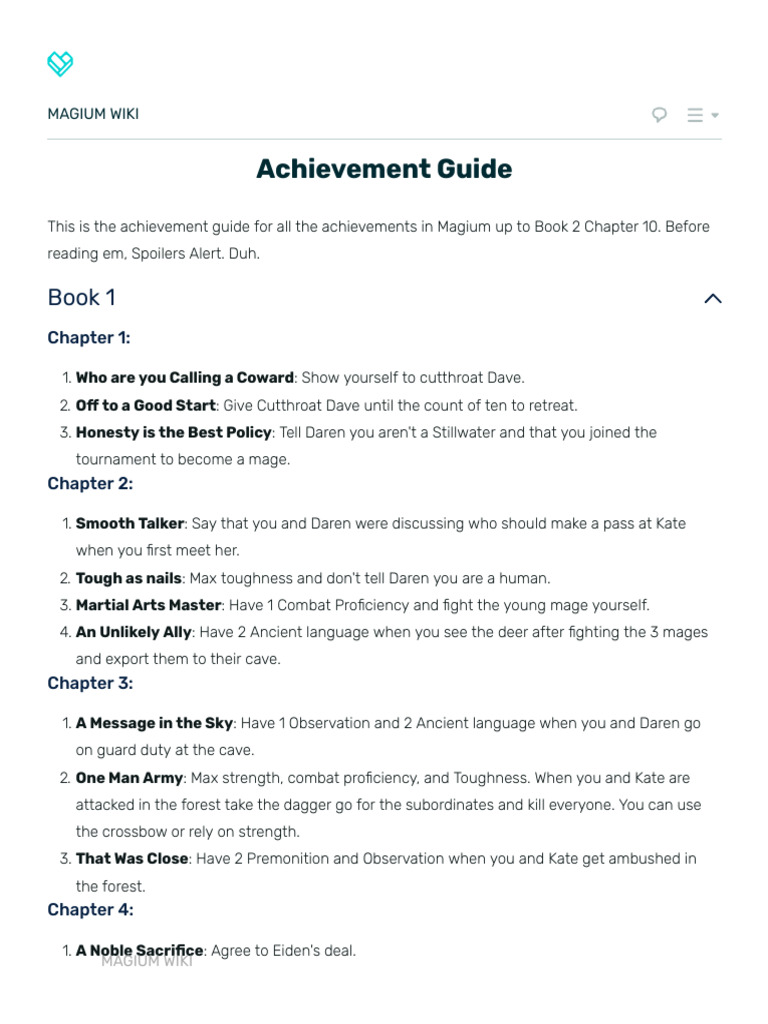 Achievement Guide - Magium Wiki - Fandom | PDF