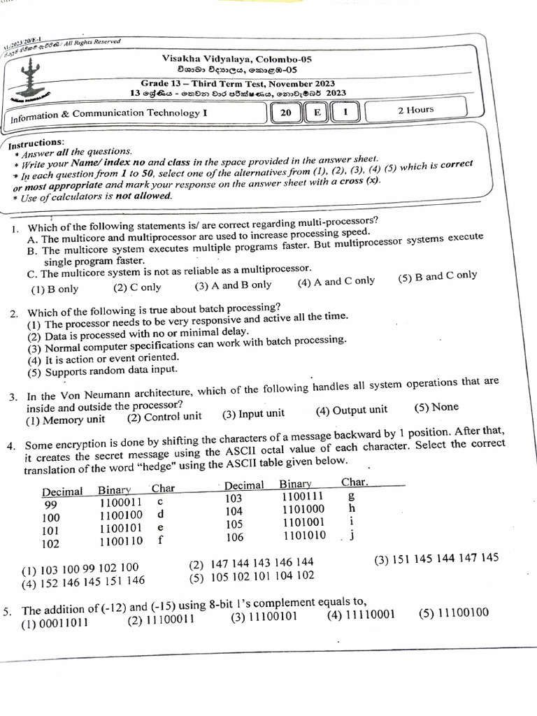 Visakha 13 3Rd MCQ | PDF