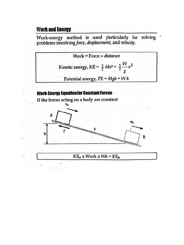 Formula Work and Energy Impulse Momentum | PDF